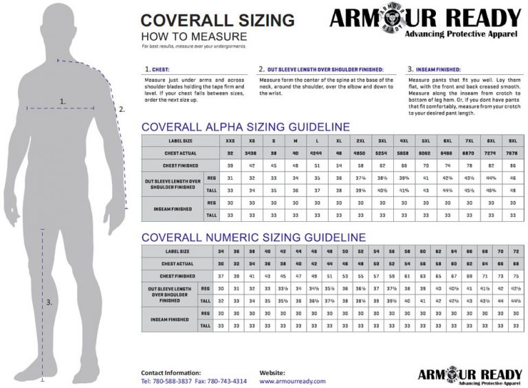 Sizing Chart – Armour Ready